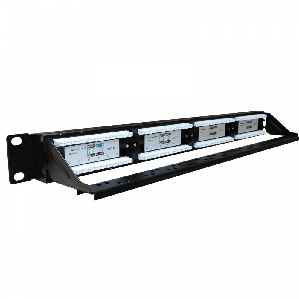 24 Port 19" Rack Mount RJ45 CAT6 Gigabit Patch Panel 1U UTP with Back ...